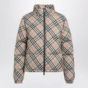 Burberry Sand Check Ambleside Down Jacket - Cream