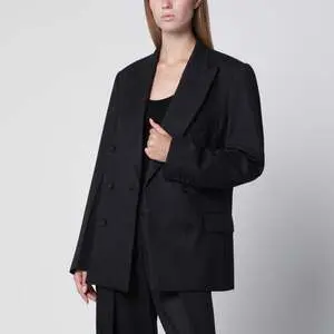 Victoria Beckham Dark Grey Double-breasted Wool Jacket - Gray