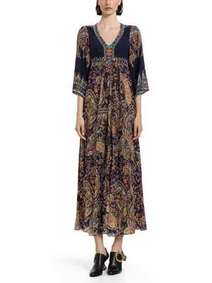 Etro Abito Lungo Con Stampa Paisley