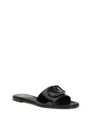 Valentino Garavani Vlogo Patent Leather Slide Sandals - Black
