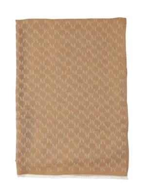 Max Mara Cotton And Wool Scarf With Logo - Brown