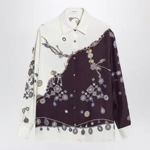 Versace Stolen Jewels Printed Shirt In Silk Twill - Multicolor
