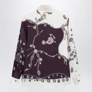 Versace Stolen Jewels Printed Shirt In Silk Twill - Multicolor