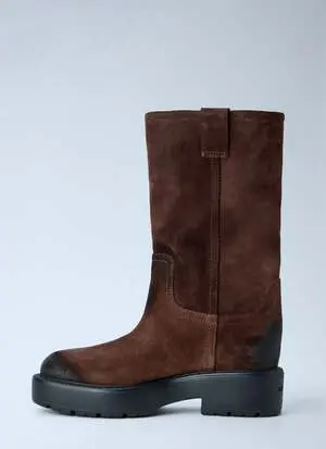 Miu Miu Suede Mid Calf Boots - Brown