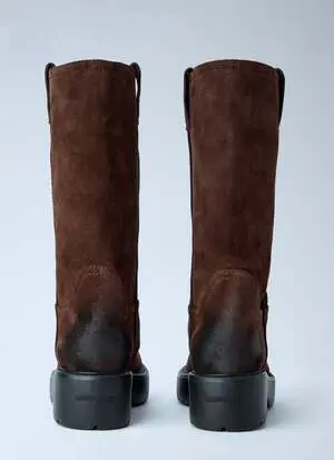 Miu Miu Suede Mid Calf Boots - Brown