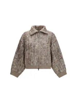 Brunello Cucinelli Perforated Zip Cardigan - Cream