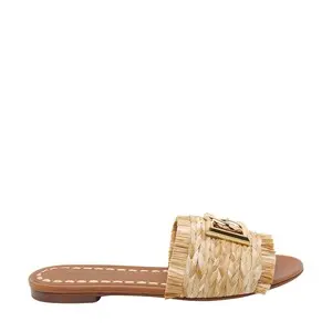 Dolce & Gabbana Rafia Braided Slippers - Gold