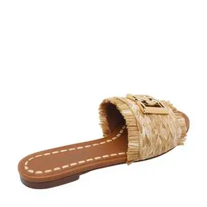 Dolce & Gabbana Raffia Braided Slippers - Gold