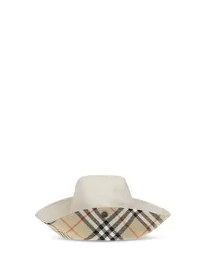 Burberry Check Bucket Hat - White