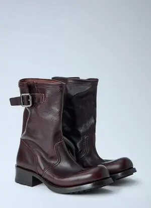 Prada Leather Mid-calf Boots - Brown