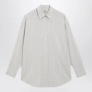 TOTEME Oversized Yellow/sky Blue Striped Shirt In Viscose And Silk - Multicolor