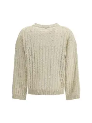 Brunello Cucinelli Dazzling Cable Linen Sweater With Openwork Ribbing