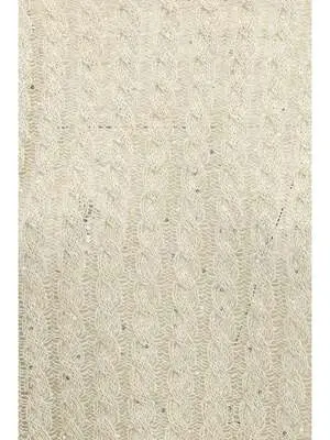 Brunello Cucinelli Dazzling Cable Linen Sweater With Openwork Ribbing - Cream