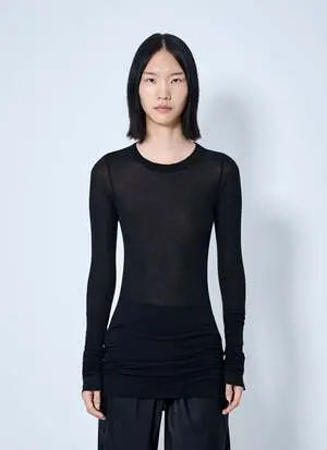 Rick Owens Long Sleeve Sheer Knit Top - Black