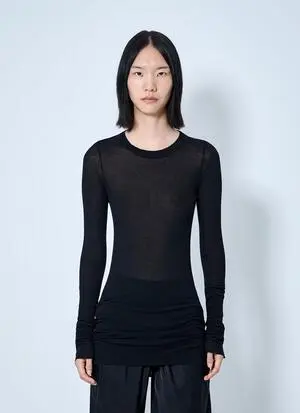 Rick Owens Long Sleeve Sheer Knit Top - Black