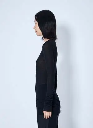 Rick Owens Long Sleeve Sheer Knit Top - Black
