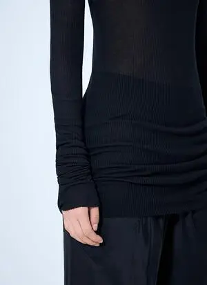 Rick Owens Long Sleeve Sheer Knit Top - Black