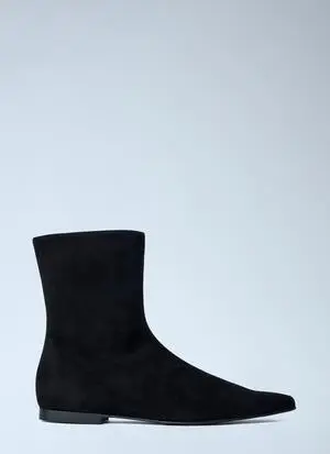 TOTEME Zipped Suede Chelsea Boots - Black