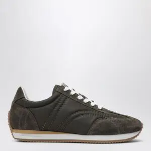 TOTEME Olive Suede And Fabric Sneakers - Green