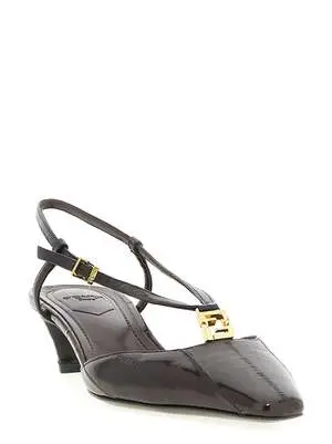 Fendi Ffold Leather Slingback - Brown