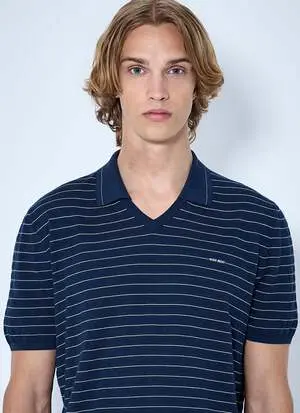 Miu Miu Striped V-neck Polo Shirt
