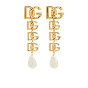 Dolce & Gabbana Multi Dg Logo Drop Earrings - Gold