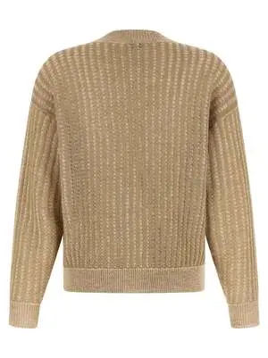 Peserico Waffle Lamé Cardigan - Cream