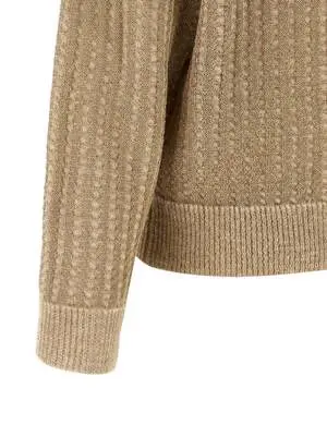 Peserico Waffle Lamé Cardigan - Cream