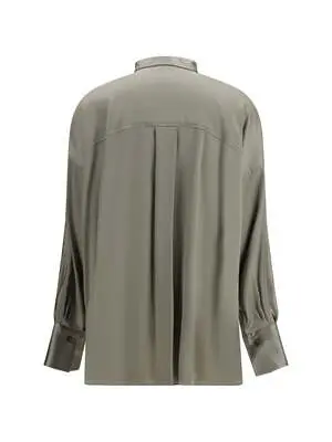 Brunello Cucinelli Silk Shirt With Monili Details - Green
