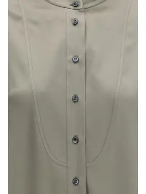 Brunello Cucinelli Silk Shirt With Monili Details - Green