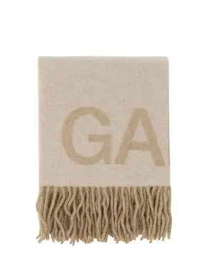 GANNI Ganni Women Fringed Wool Scarf White