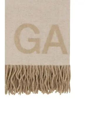 GANNI Fringed Wool Scarf - White