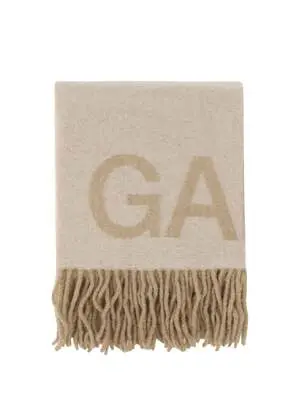 GANNI Fringed Wool Scarf - White