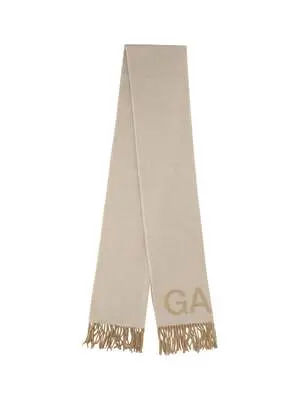 GANNI Fringed Wool Scarf - White