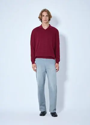 Miu Miu Striped V-neck Polo Shirt