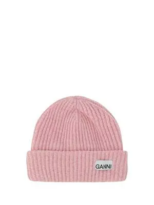 GANNI Wool Beanie Hat - Pink