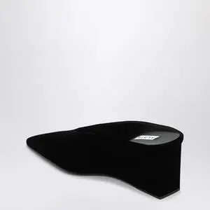 Alaïa Velvet Cube-heeled Mule - Black