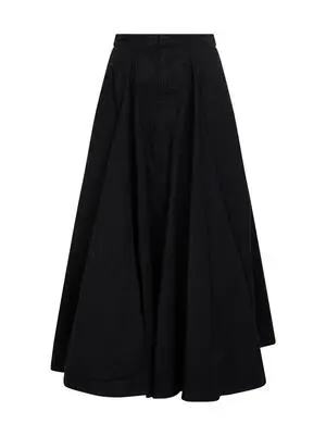 Balenciaga Black Cotton Ripstop Godet Maxi Skirt - Multicolor