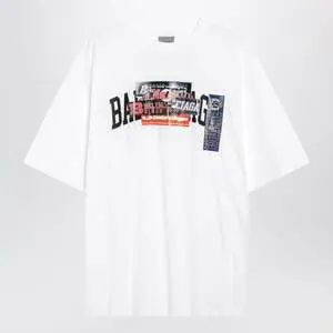 Balenciaga Bumper Stickers Medium-fit Cotton T-shirt - White
