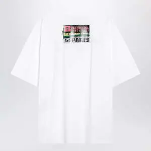 Balenciaga Bumper Stickers Medium-fit Cotton T-shirt - White