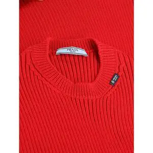 Prada Virgin Wool Ribbed Knit Jumper
