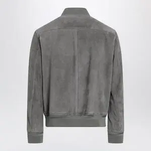 TOM FORD Titanium Suede Bomber Jacket In Lamb Leather - Gray