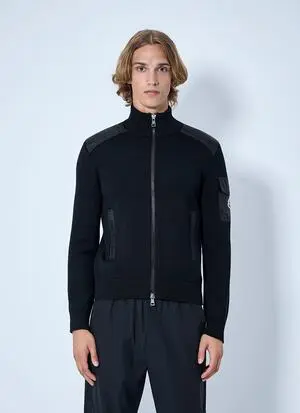 Moncler Zip-up High Neck Sweater - Black
