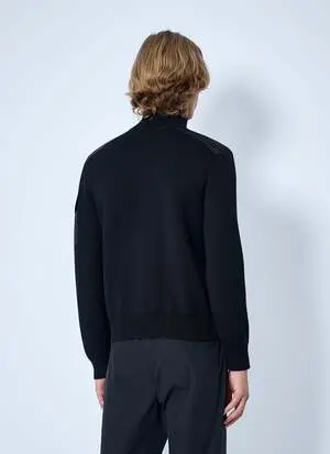 Moncler Zip-up High Neck Sweater - Black