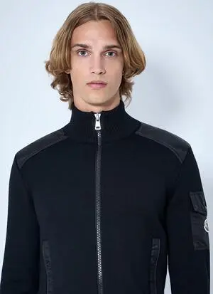 Moncler Zip-up High Neck Sweater - Black