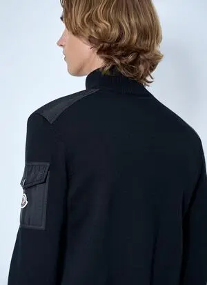 Moncler Zip-up High Neck Sweater - Black