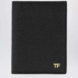 TOM FORD Grained Leather Card Holder With Logo - Black