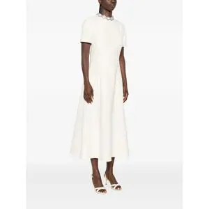Valentino Garavani Crystal-embellished A-line Dress - Cream
