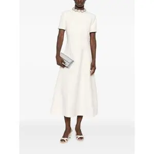 Valentino Garavani Crystal-embellished A-line Dress - Cream