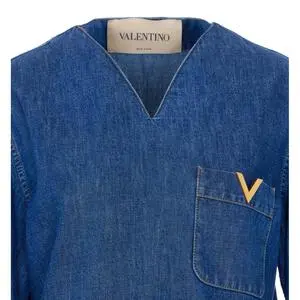 Valentino Garavani Denim V-neck Shirt - Blue